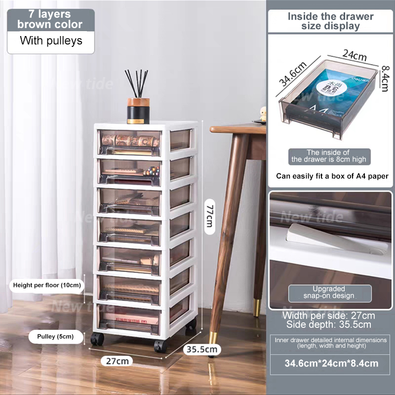10 Layers Office Drawer Storage Cabinet with Wheel Movable Stationery ...