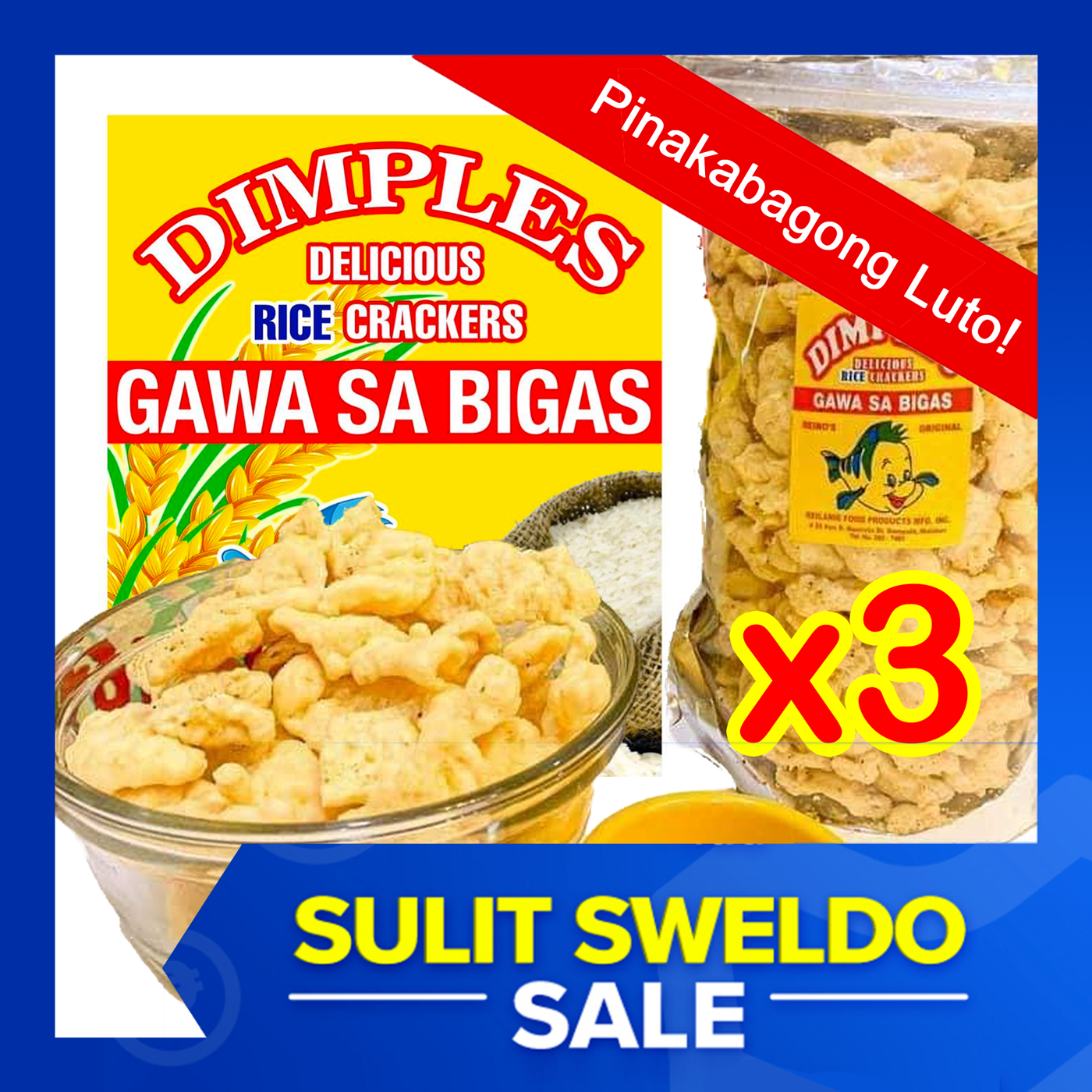 3 packs Dimples RICE CRACKERS SNACKS Gawa sa Bigas Dimple Want Japan ...