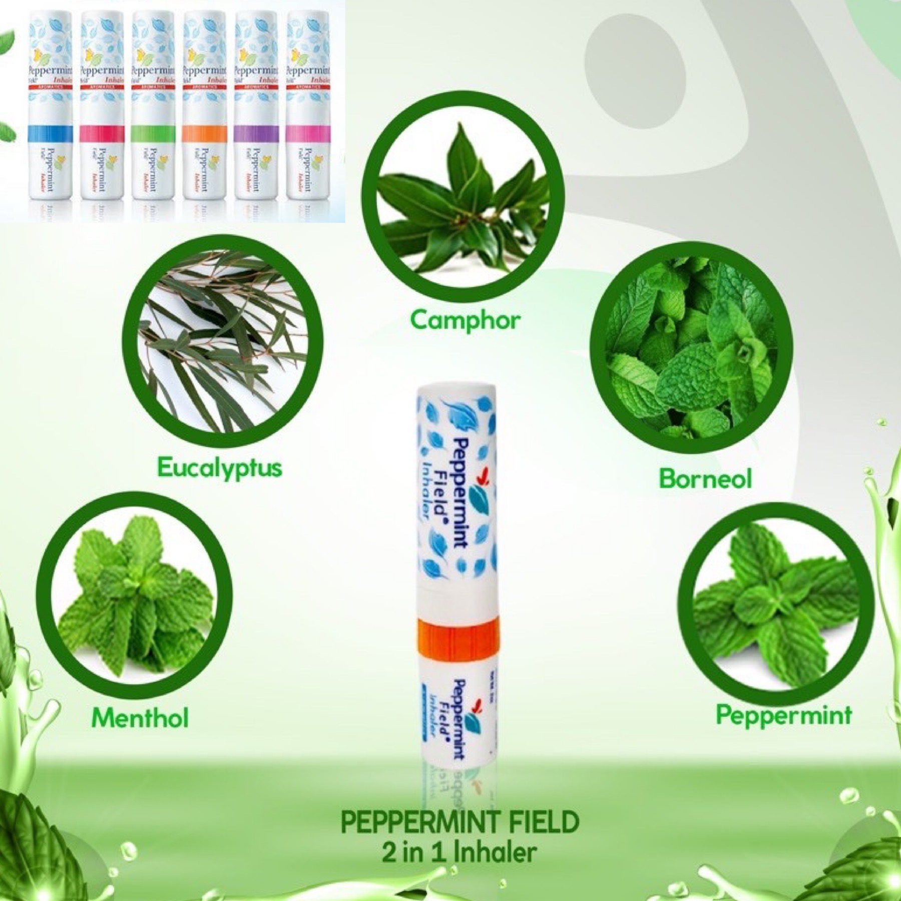 Thailand Inhaler Poy Sian 2in1 Inhaler/ Peppermint Field | Green Herb 2 ...