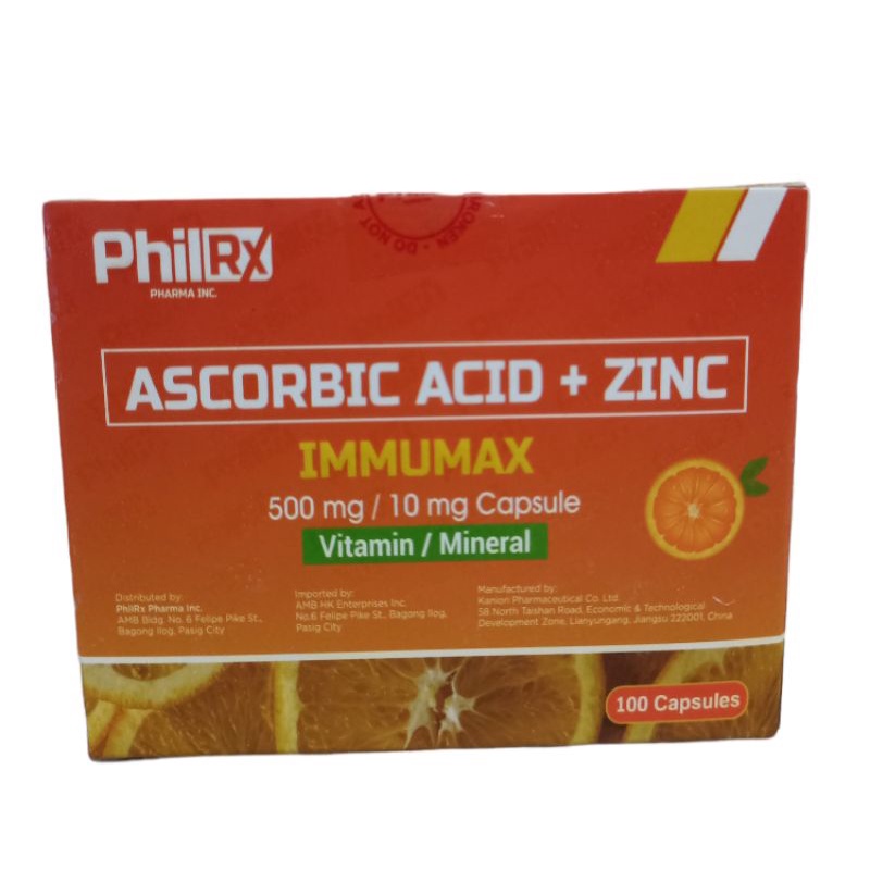 ♤IMMUMAX Ascorbic Acid + Zinc 500mg10mg 100capsules♡ | Lazada PH