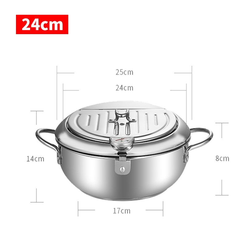 [Spot + COD] Japanese style 304 stainless steel 24CM deep fryer pot ...