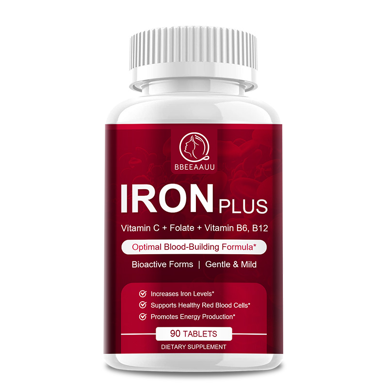 BBEEAAUU Iron Supplement for Women & Men 68mg with Vitamin C for Max ...