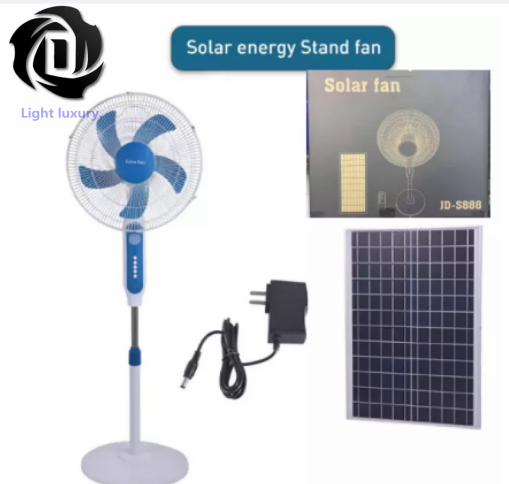 JD-S888 JD-999 Fan with Solar Panel 12V AC DC Fan Standing Fan Floor ...