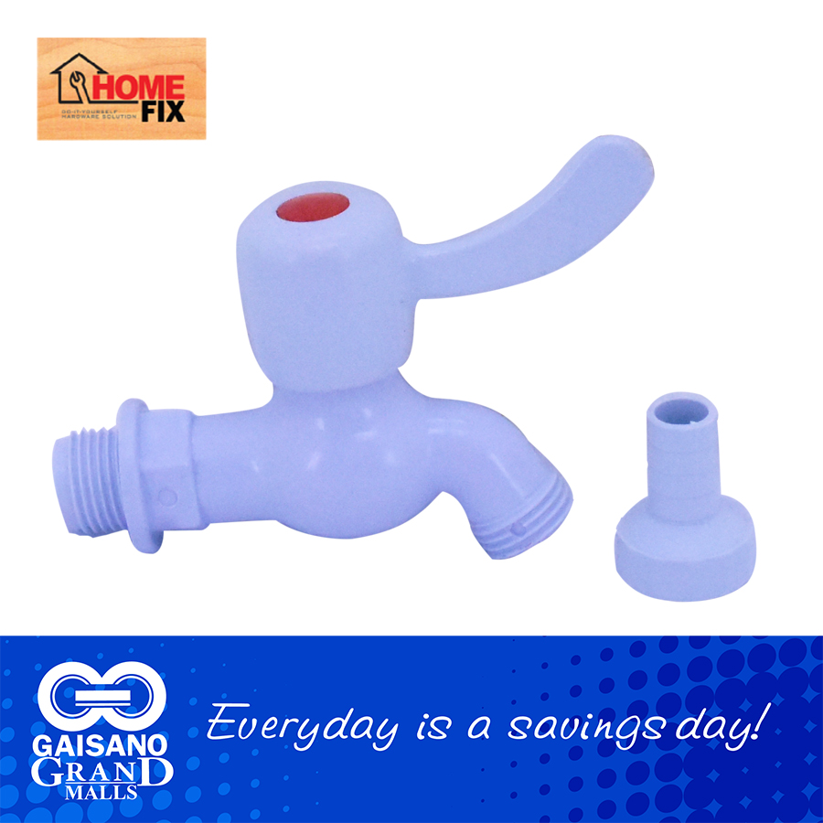 HOMEFIX Faucet, Half Inch PVC Lever Handle Hose BIBB Faucet in White ...