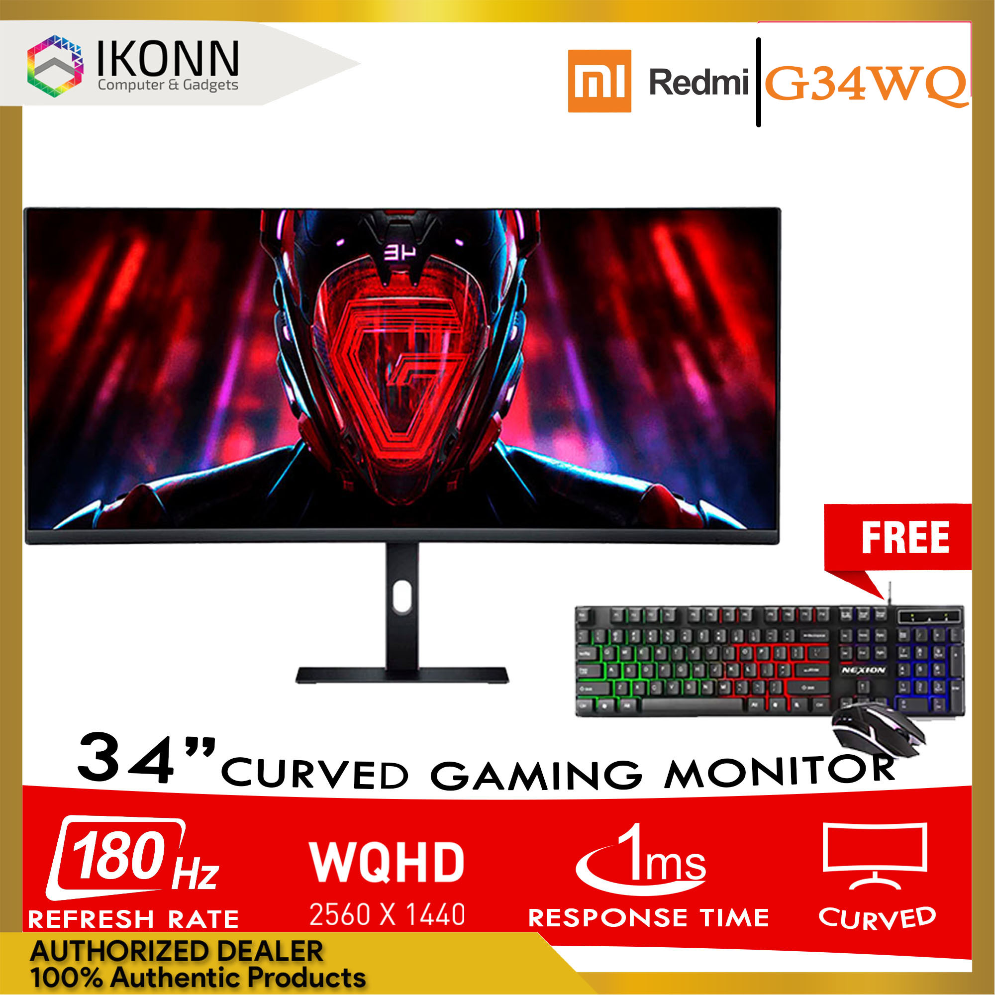 Xiaomi Mi Curved Gaming Monitor 34" XMMNTWQ34 Curved Gaming Monitor ...