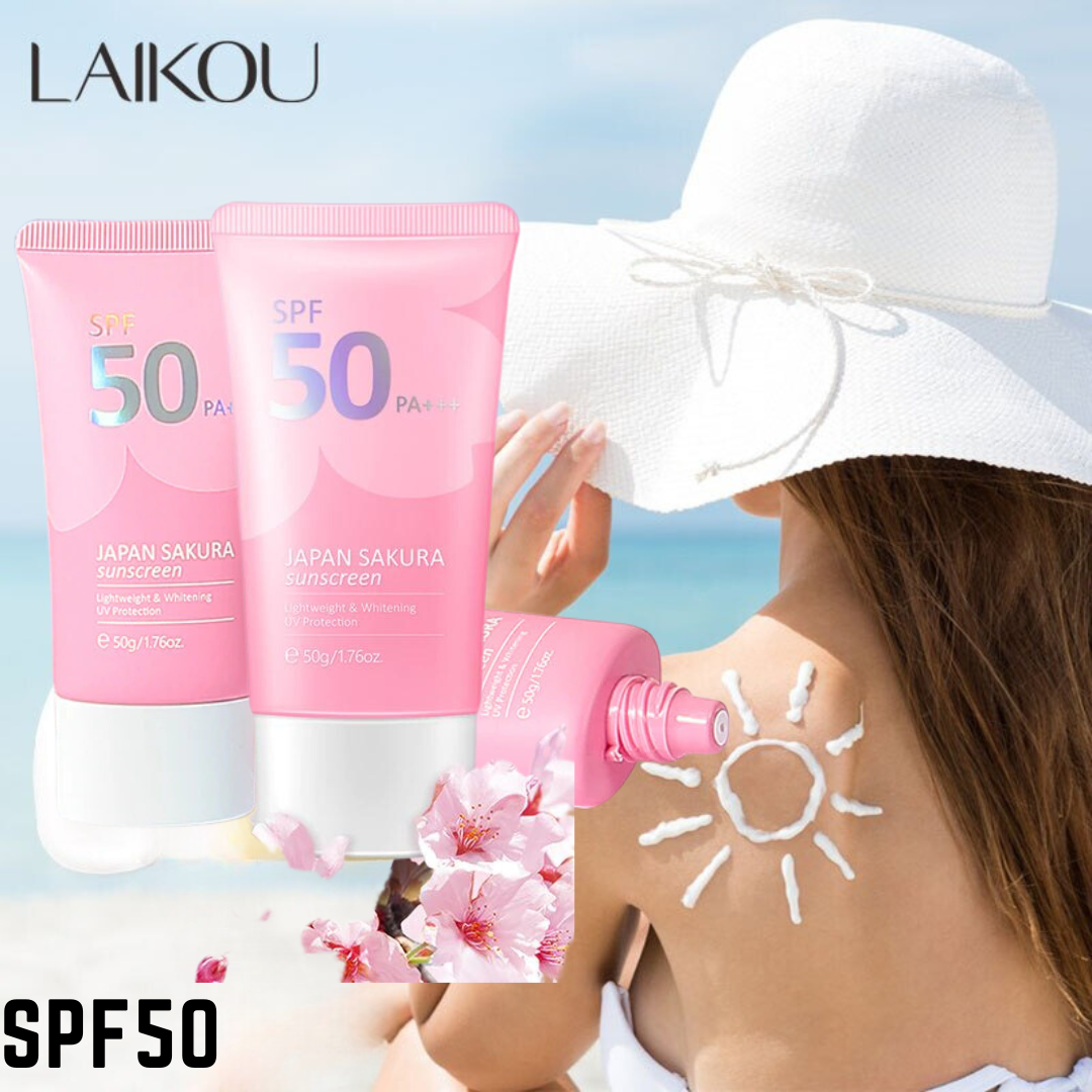 LAIKOU Japan Sakura Sunscreen Spf50 Skin Protection Block Facial Whitening Sunblock Long Lasting ...