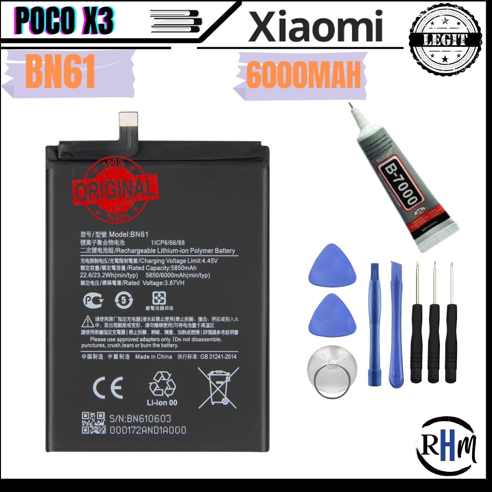 new ufebncyynx BN61 Original Battery For POCO Phone X3 Poco X3 6000mAh ...
