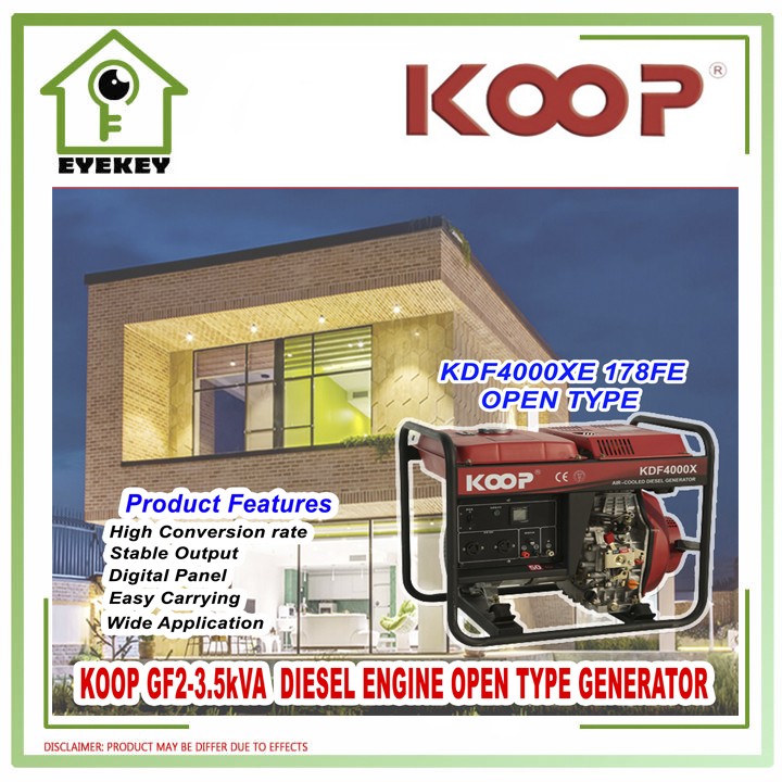 KOOP GF2 3.5kVA KDF4000XE 178FE DIESEL ENGINE SILENT TYPE GENERATOR ...