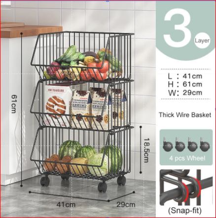 Twenty three 3 Tier Metal Wire Mesh Storage Basket Kitchen Stackable ...