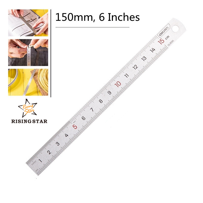 Rising Star Metric & Inch Stainless Steel Ruler With Conversion Chart ...