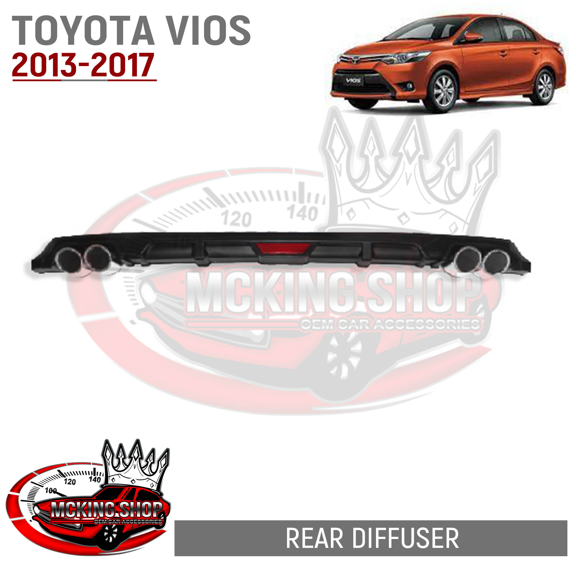 Toyota Vios 2013-2017 Superman GEN 3 Rear Bumper Diffuser (Matte Black ...