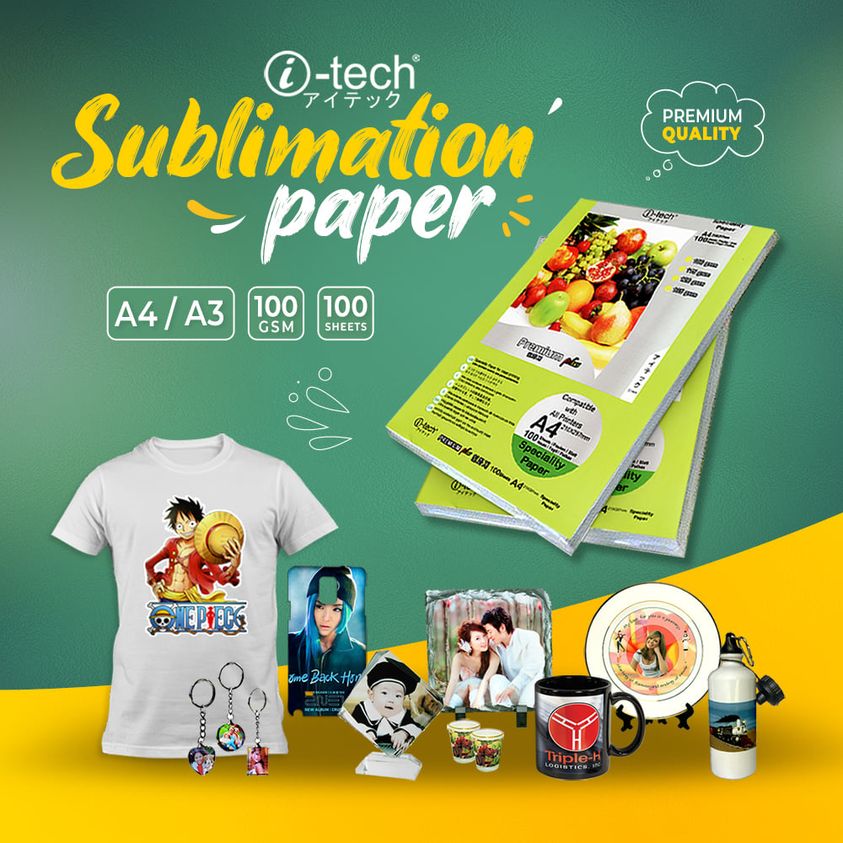 i-tech Sublimation Paper A4 Size 100 Sheets 100 GSM Perfect for ...