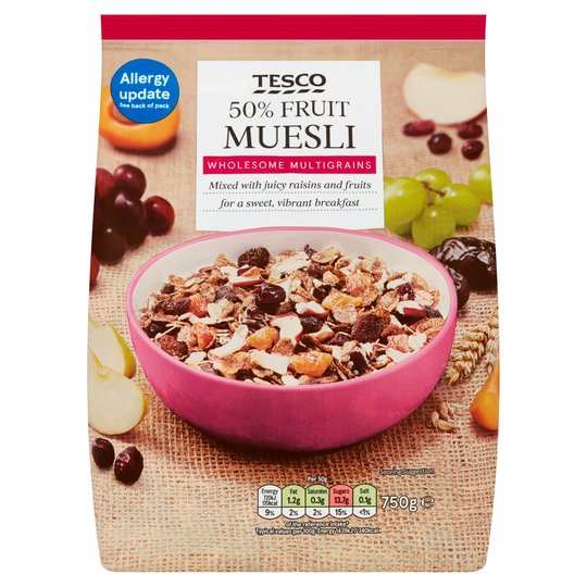 Tesco 50% Fruit Muesli Wholesome Multigrains 750g | Lazada PH