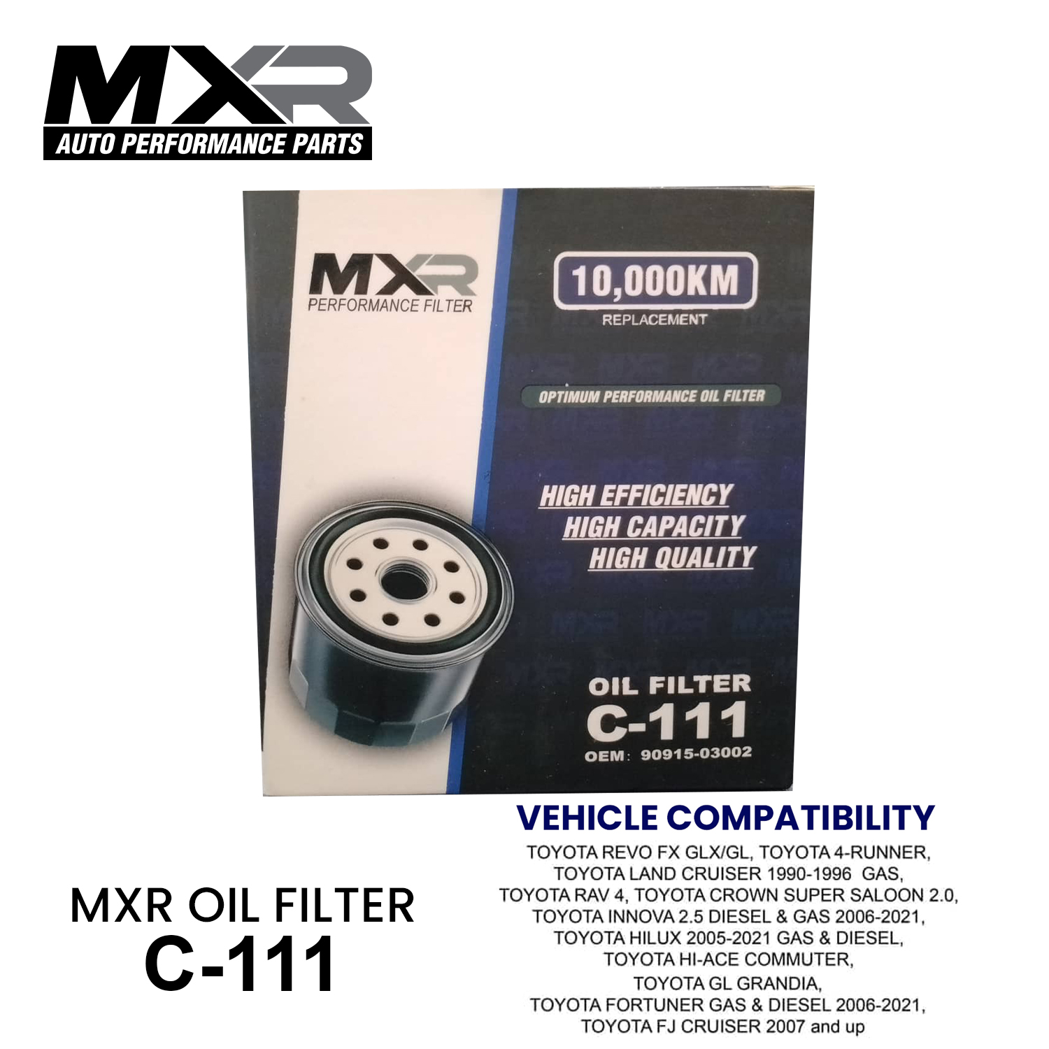 MXR OIL FILTER FOR TOYOTA REVO FX GLX/GL, TOYOTA 4-RUNNER, TOYOTA LAND ...