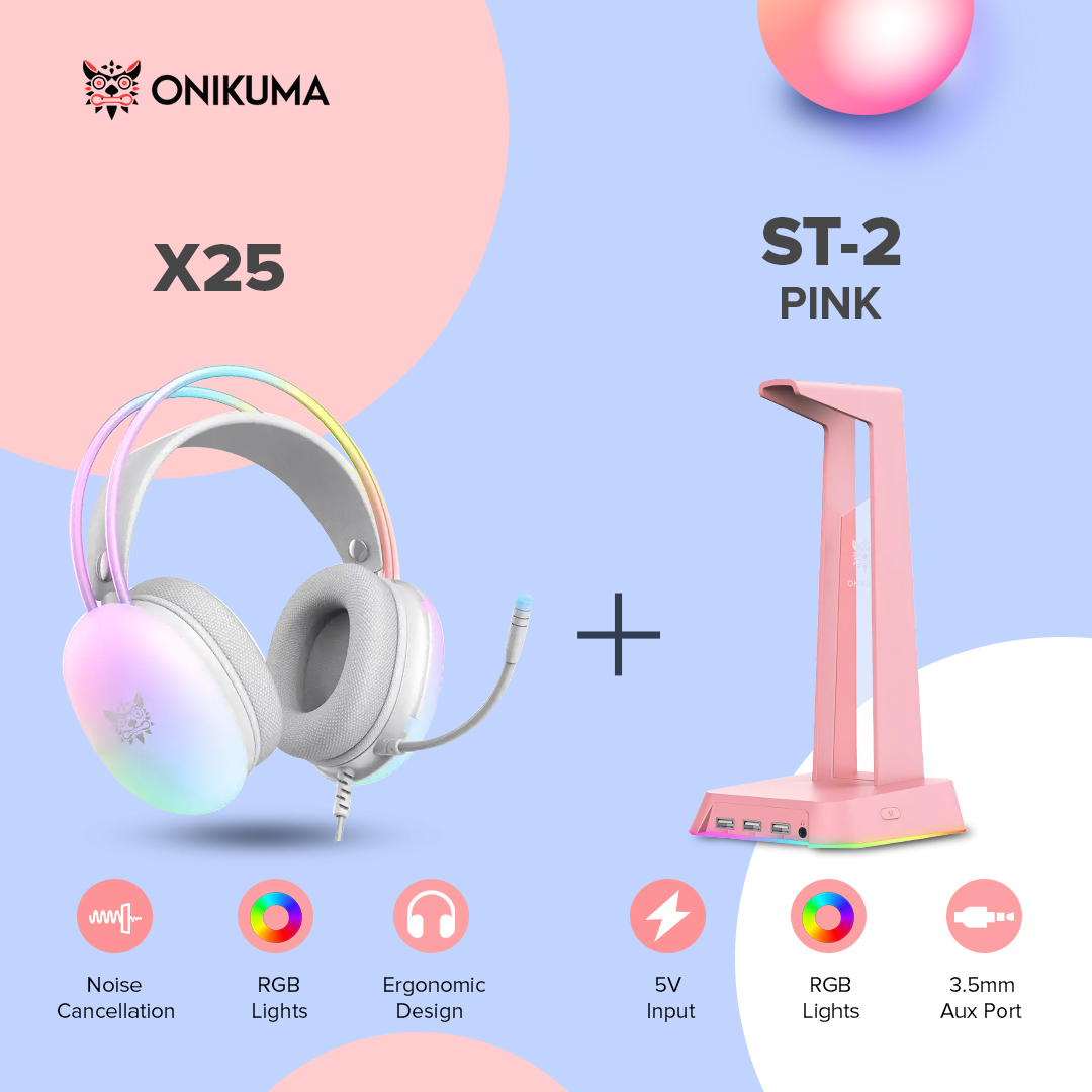 Onikuma RGB X25 Wired Professional Gaming Headphones Gradient RGB ...