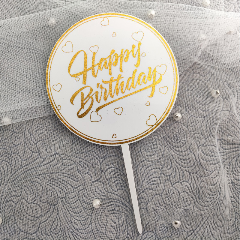 Acrylic Cake Topper Happy Birthday Party Dessert Baking Decoration With ...