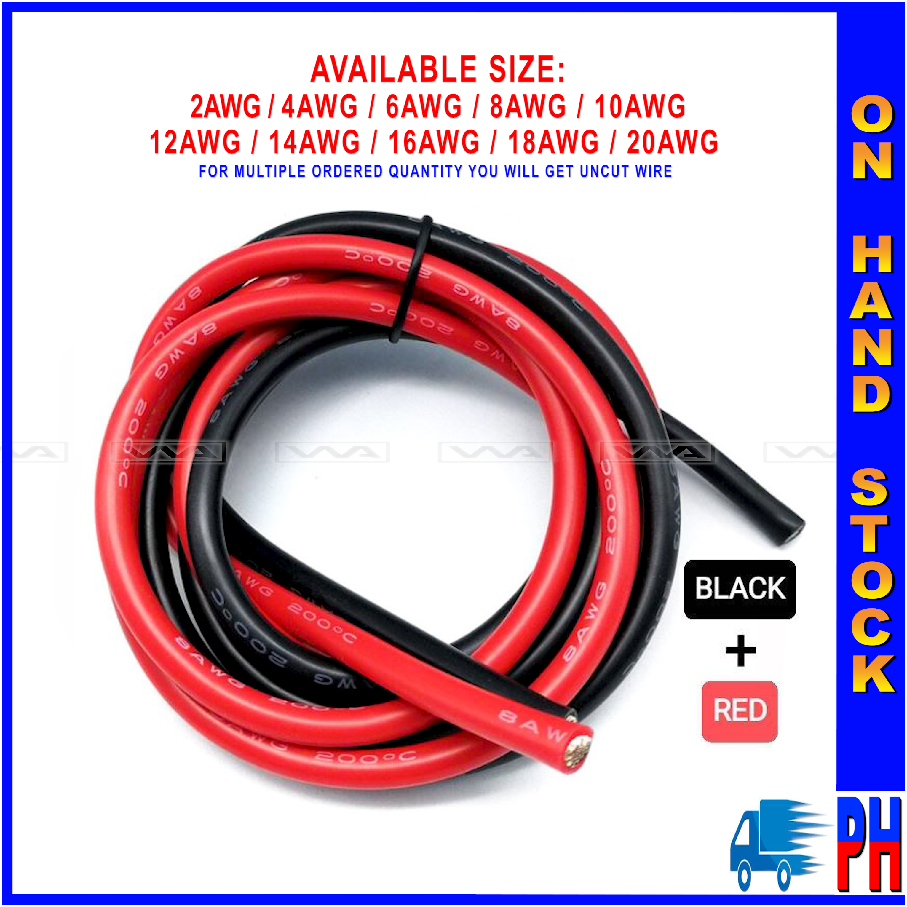 Red + Black Flexible Silicon wire 2AWG 4AWG 6AWG 8AWG 10AWG 12AWG 14AWG 16AWG 18AWG 20AWG ...