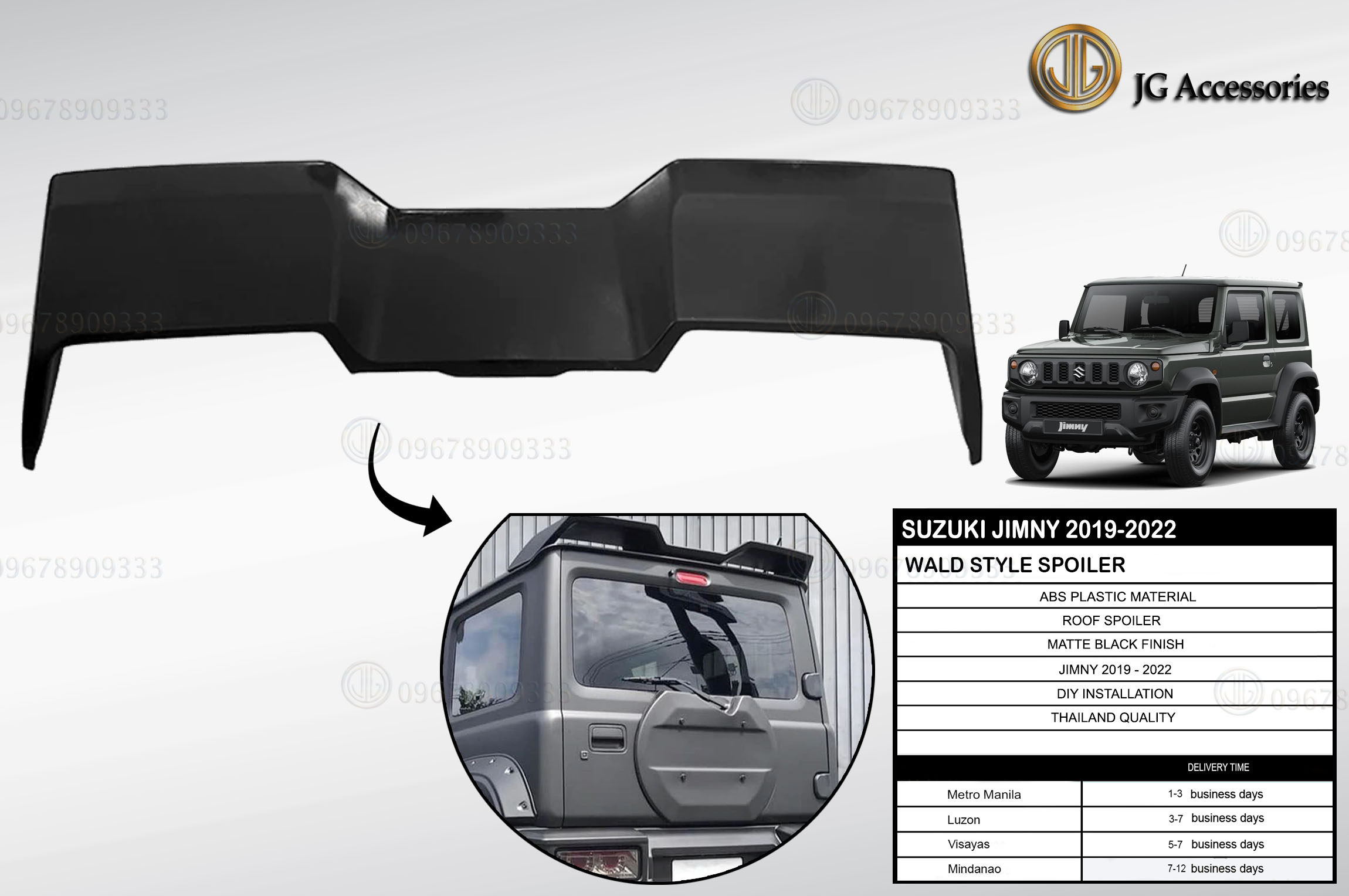 SUZUKI JIMNY 2019 2020 2021 WALD STYLE REAR SPOILER WING MATTE BLACK ...