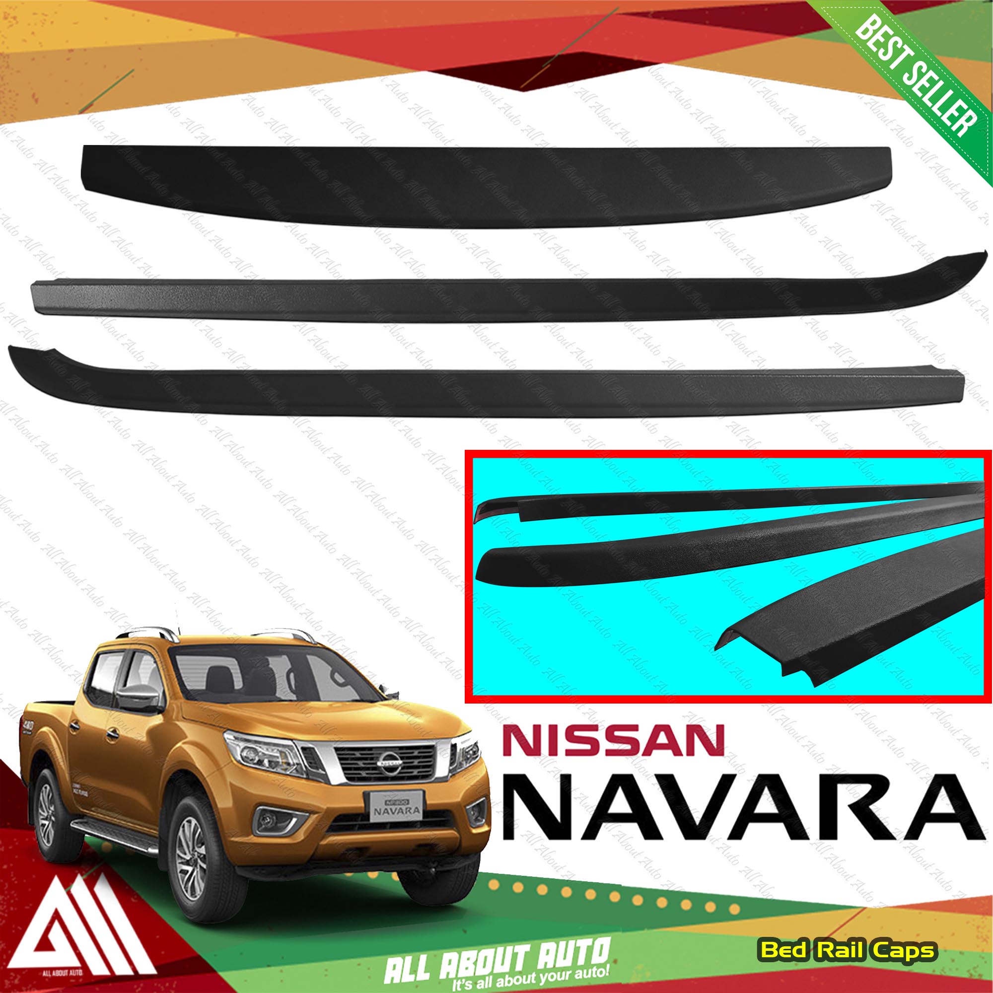 Nissan Navara 2019-2022 Bed Rail Cap / Bed Rail Caps / Rail Guard ...