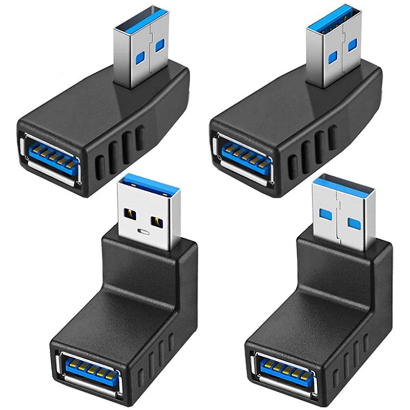 4PCS USB 3.0 Adapter Couplers 90 Degree Male to Female USB Connector - Including Left,Right,Up ...