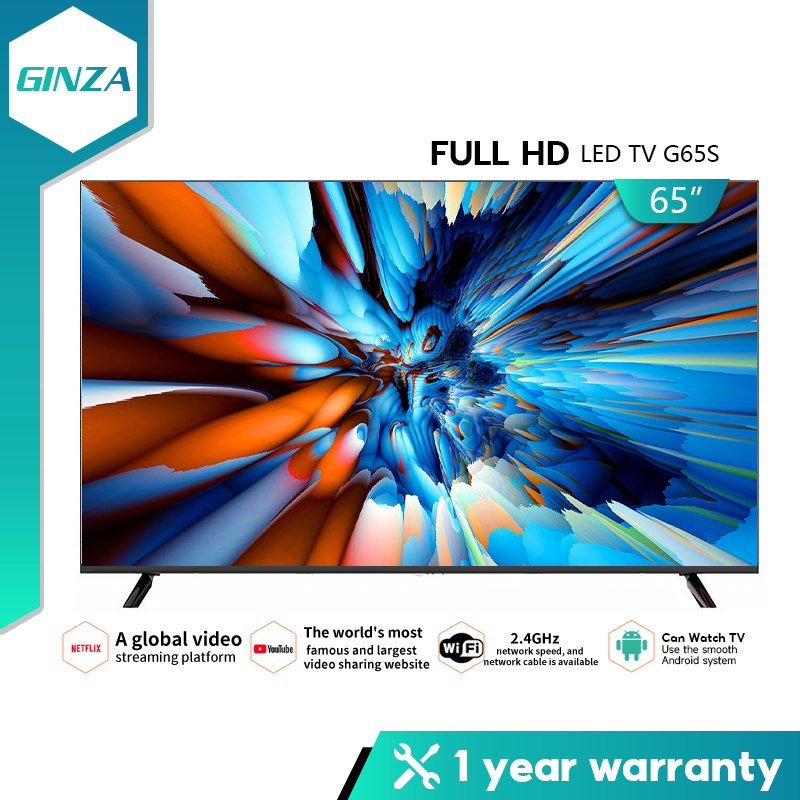GINZA TV 65 Inch Google Smart Digital LED TV With Android OS 12 FHD Youtube/Netflix flat-screen ...