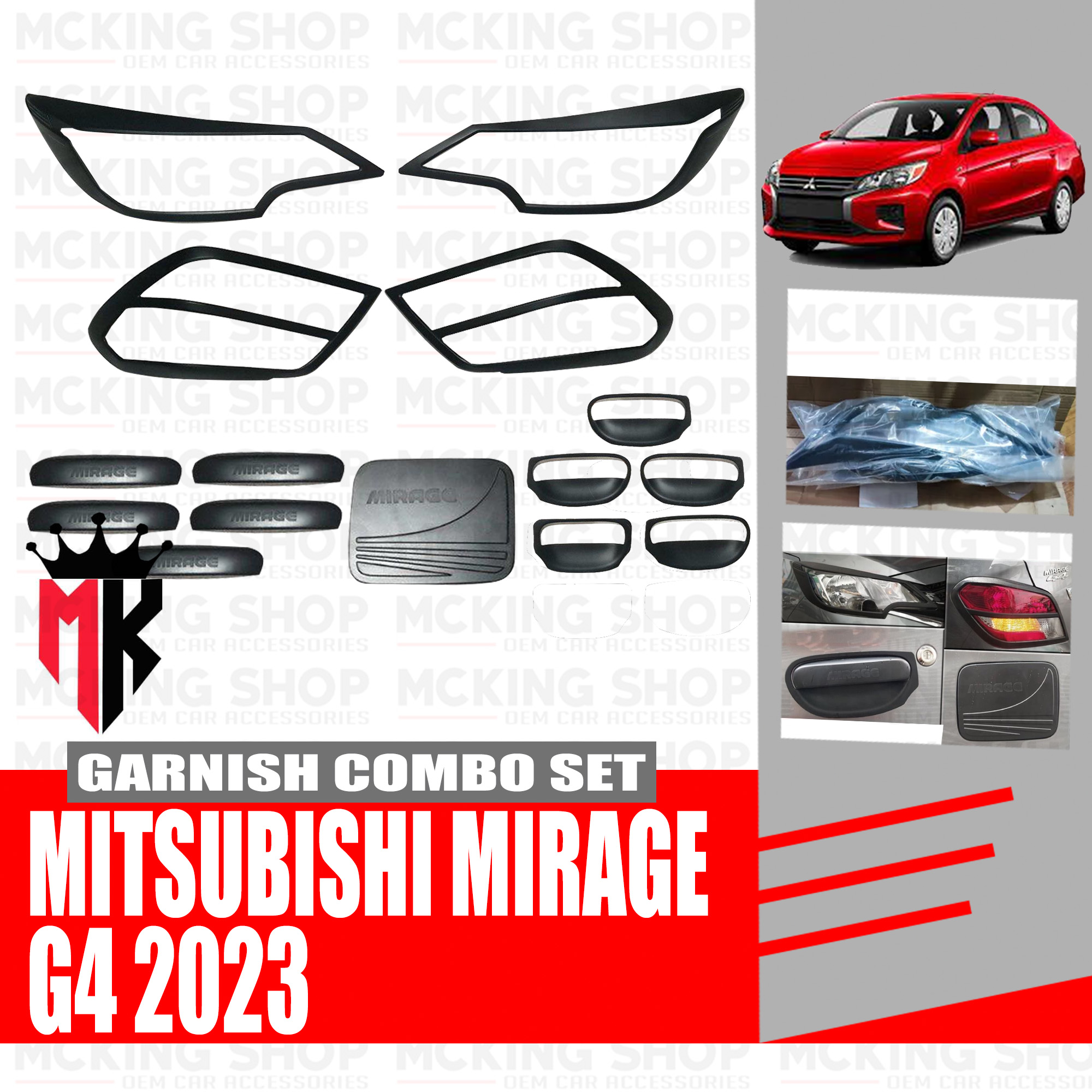 Mitsubishi Mirage G4 2023 Garnish Combo Set (Matte Black) | Lazada PH