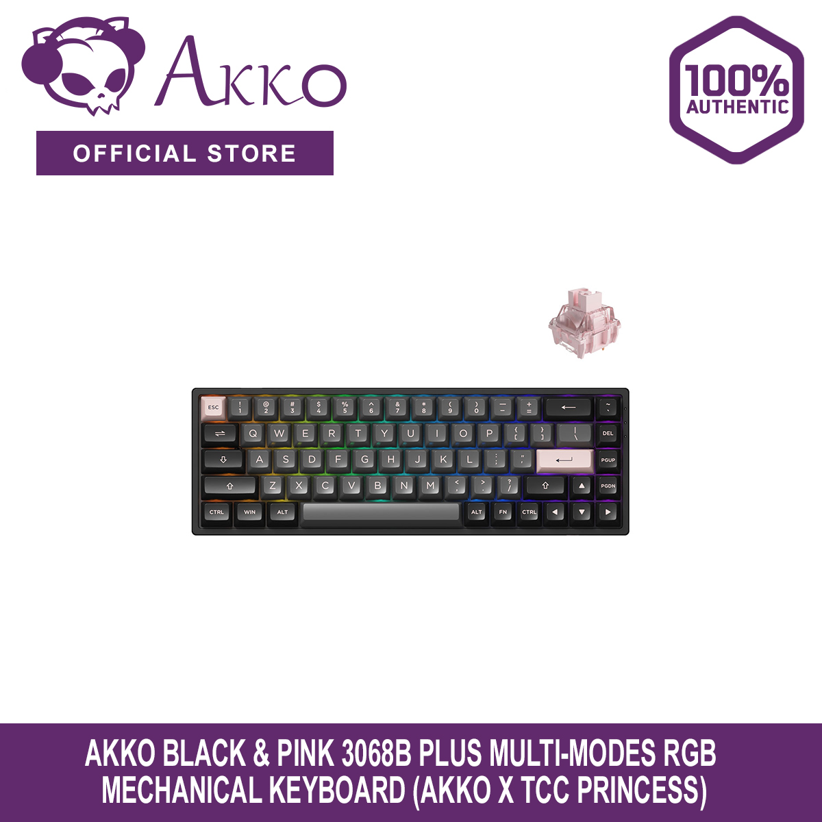 AKKO Black & Pink 3068B Plus Multi-Modes RGB Mechanical Keyboard (AKKO ...