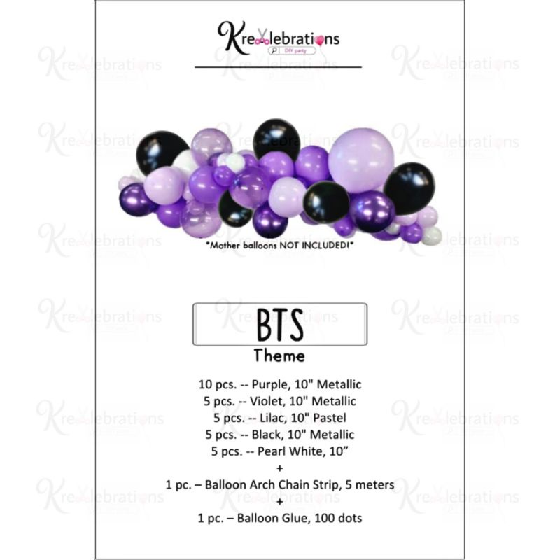 BTS KPop Birthday Party Decors Banner Purple Balloons Decorations / BTS ...