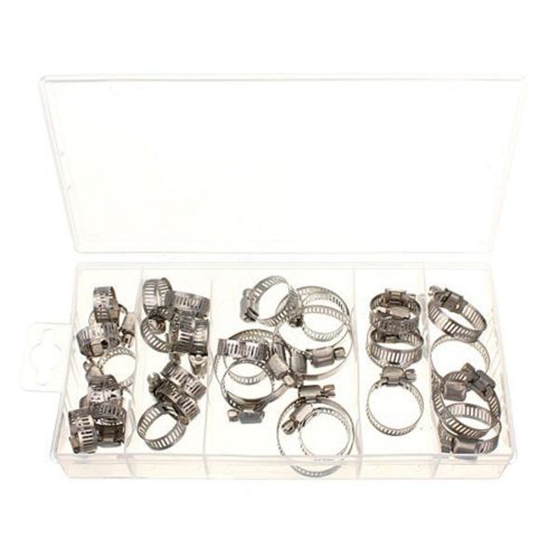 34pcs Assorted Stainless Steel Hose Clamp+Driver Jubilee Clip Style Set ...