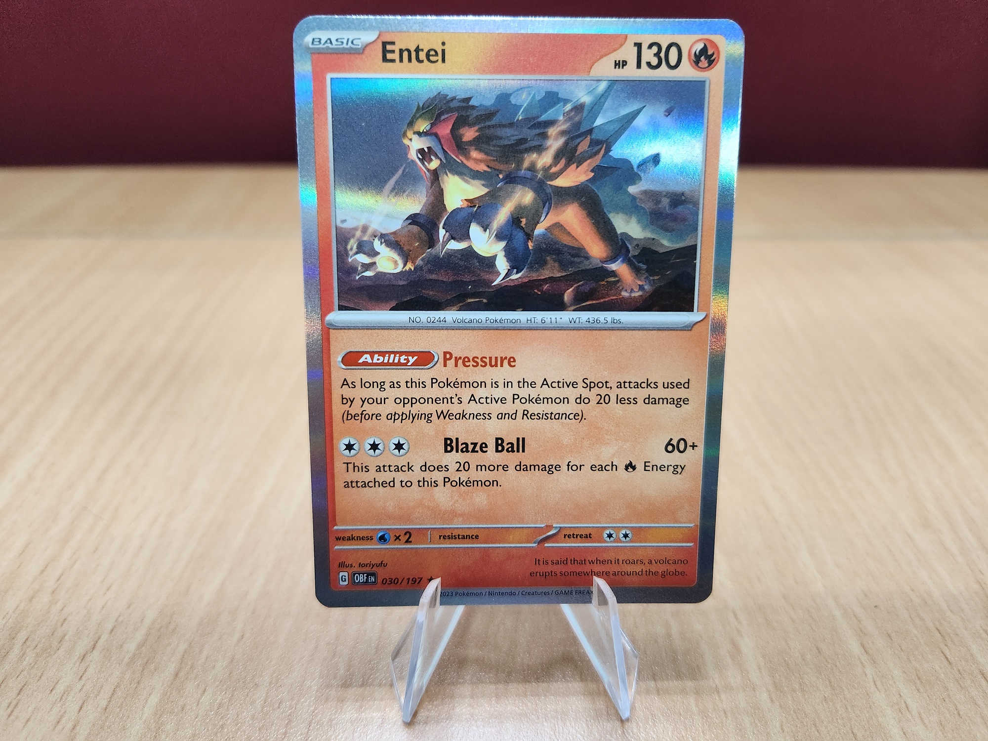 Entei Holo Rare Obsidian Flames - 30/197 - Scarlet and Violet - Pokemon ...