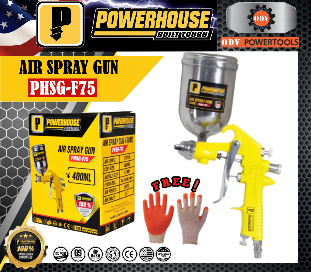 Powerhouse USA Original PHSG-F75 Gravity Type Air Spray Gun - ODV ...