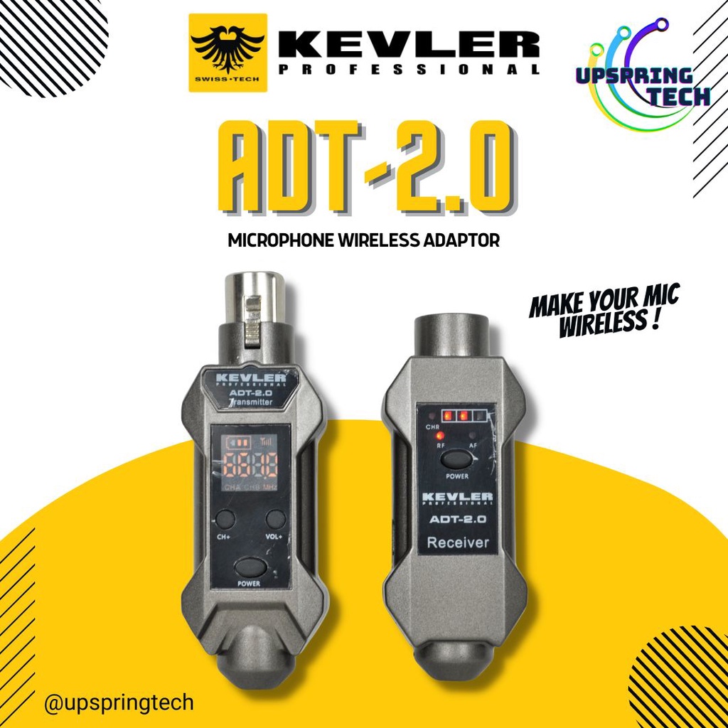 Kevler Professional UHF Wired to Wireless Microphone Mic Converter ADT ...