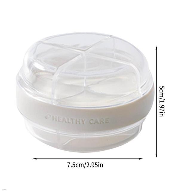 Pill Case Round Small Pill Box Mini Compact Double-Layer 4 Compartment ...