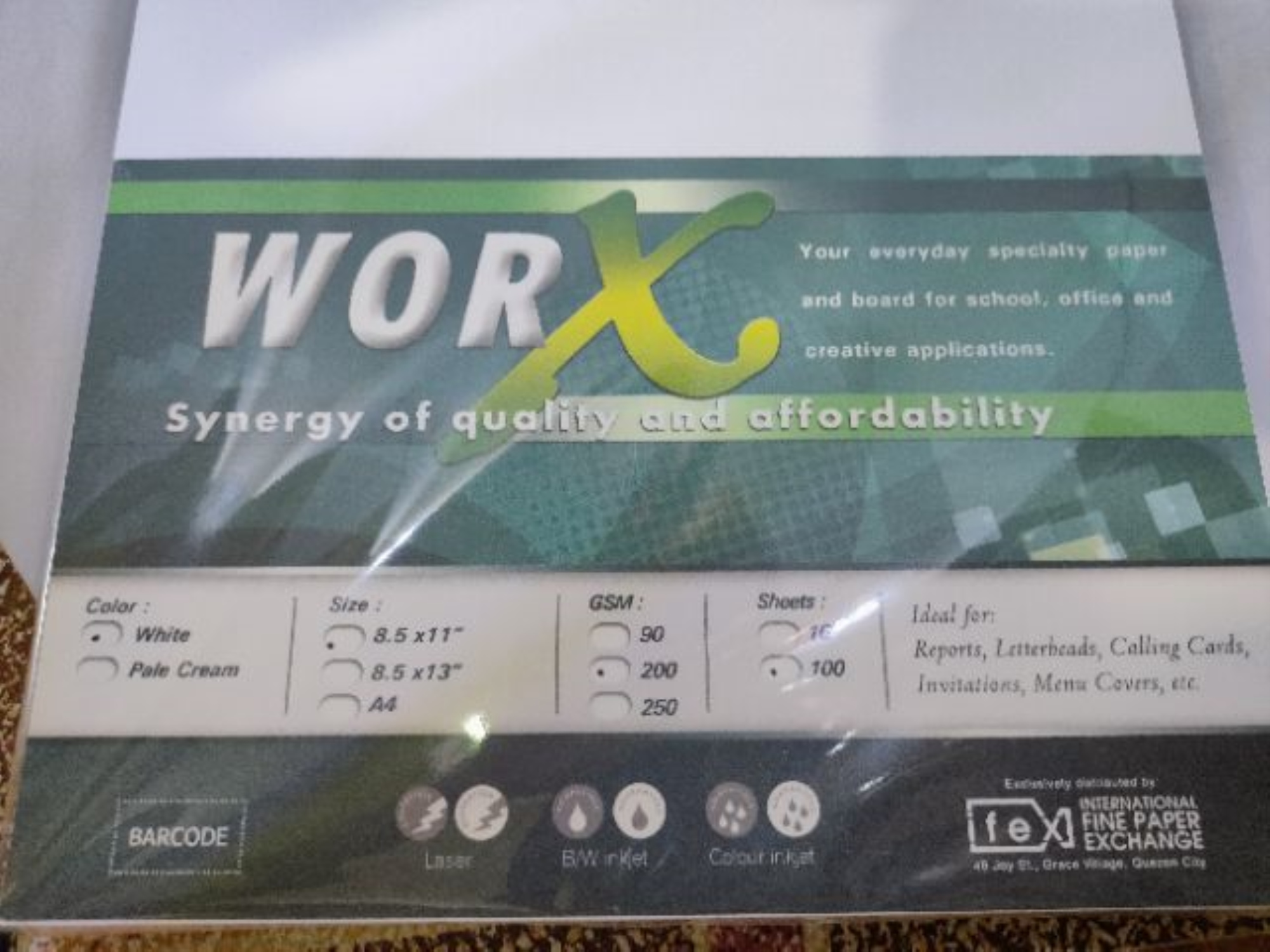Specialty Paper Worx Paper by ream (100sheets) 200gsm thick board ...
