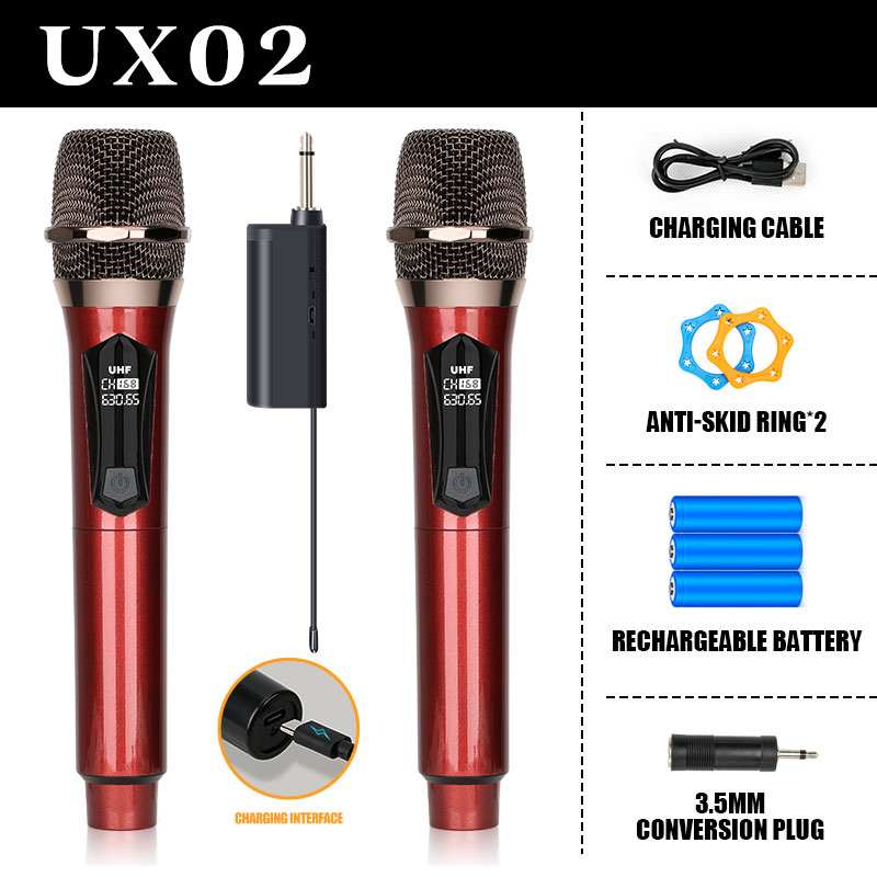 UX01/UX02 Professional Dynamic Circle Wireless Microphone Indoor ...