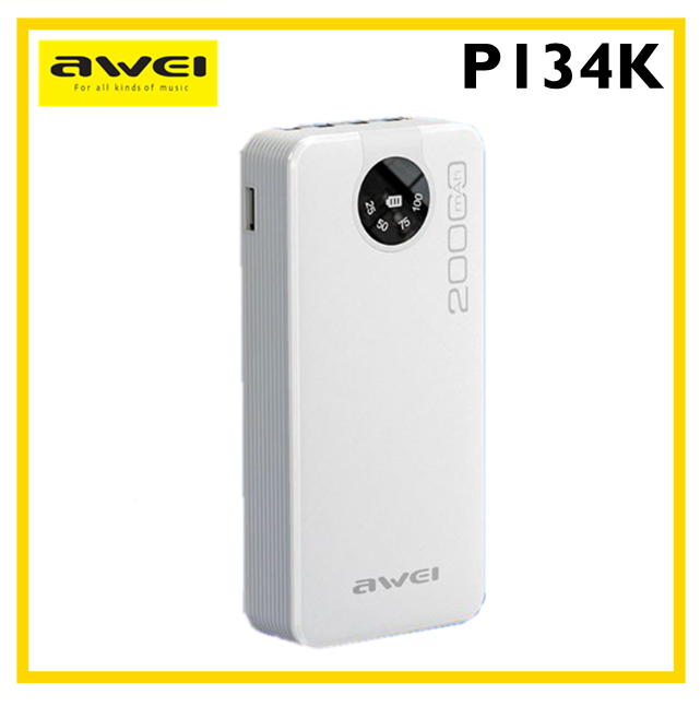Awei P132K/P134K 20000mAh Multiple Output Power Bank Type-C/USB Dual ...