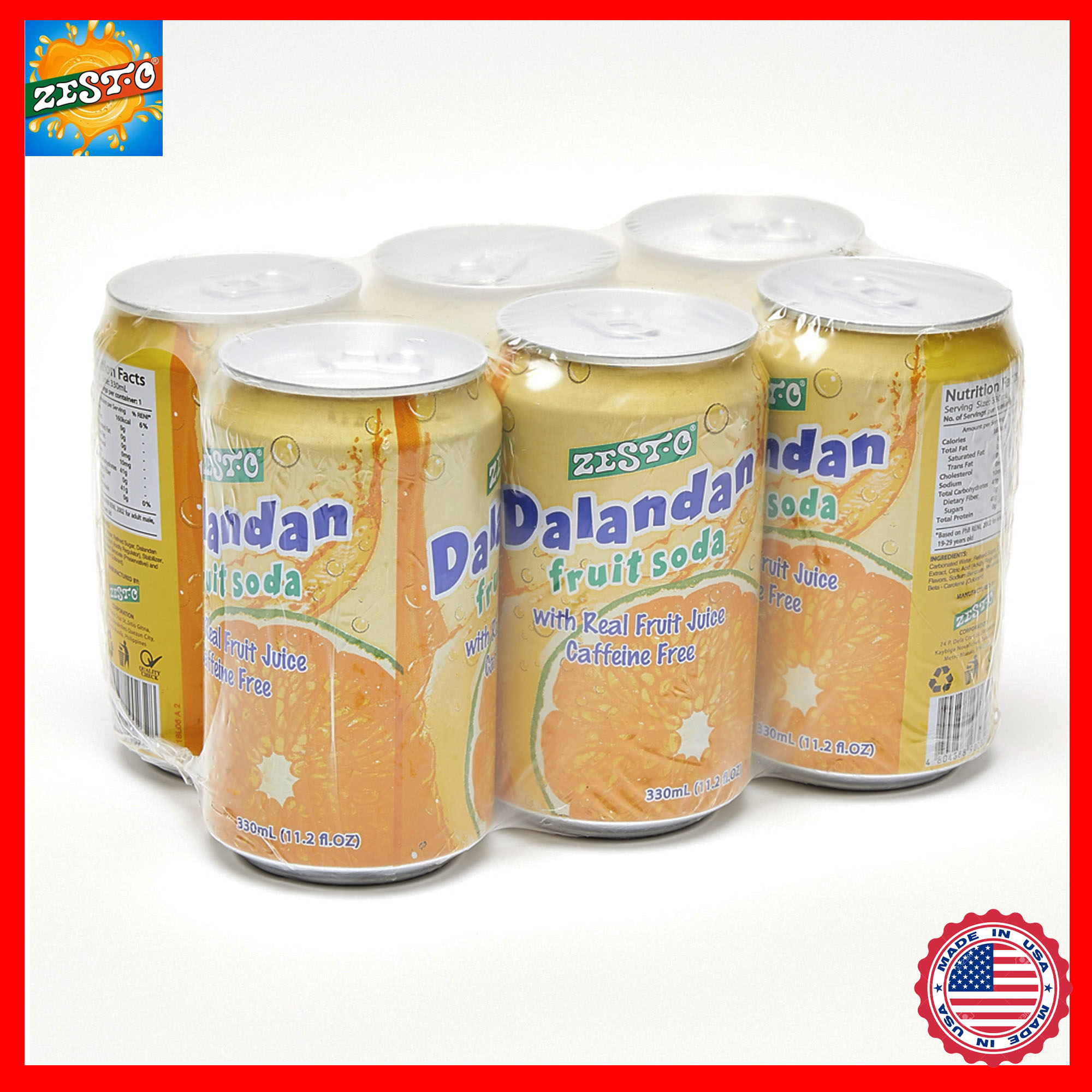 Zest-O Dalandan Fruit Soda in Can 6 x 330 mL|Deliciously refreshing ...
