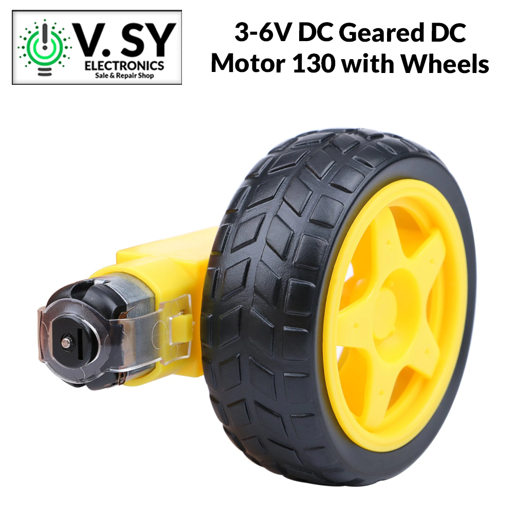 Geared DC Motor with Wheels 3V 6V 9V 12V DC Plastic Gear Dynamo 130 ...