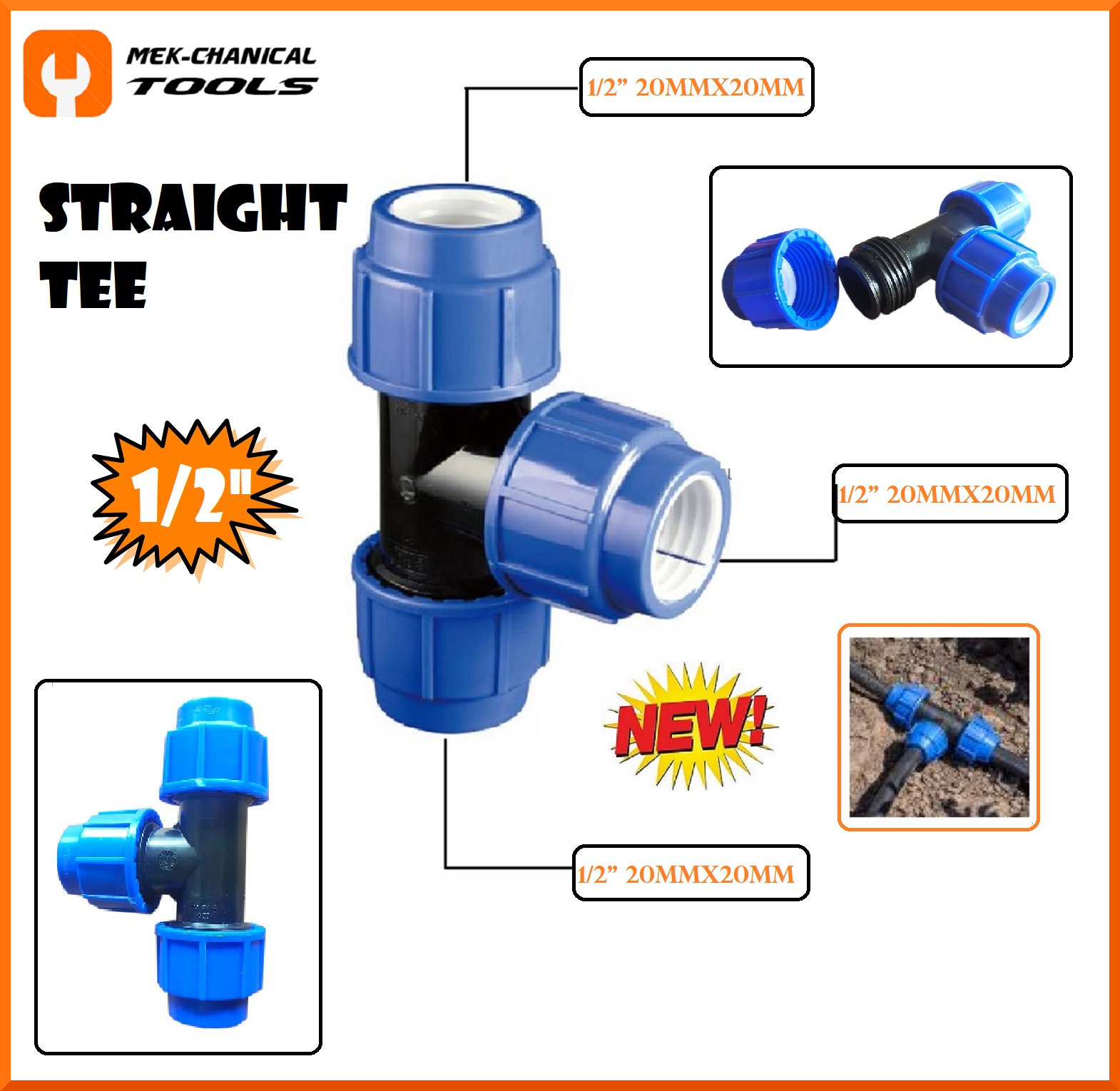 MDPE Straight Tee 1/2" (Compression/Valves/Fittings) | Lazada PH