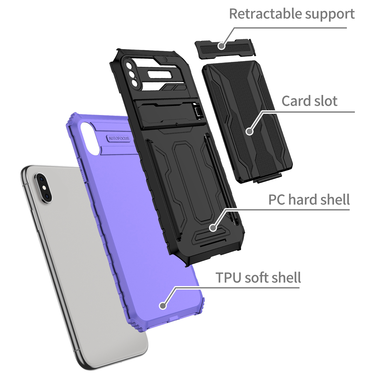 iPhone XS Max Case ,EABUY Three-in-one Multifunctional Hidden Credit ...