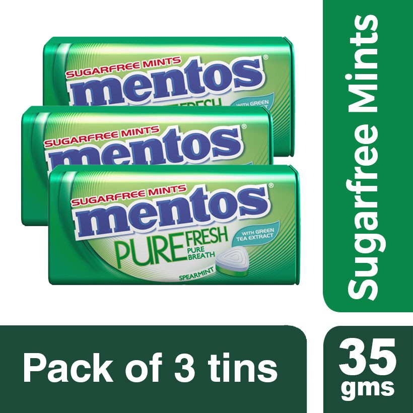 Mentos Pure Fresh Spearmint Mints - 3 tins | Lazada PH