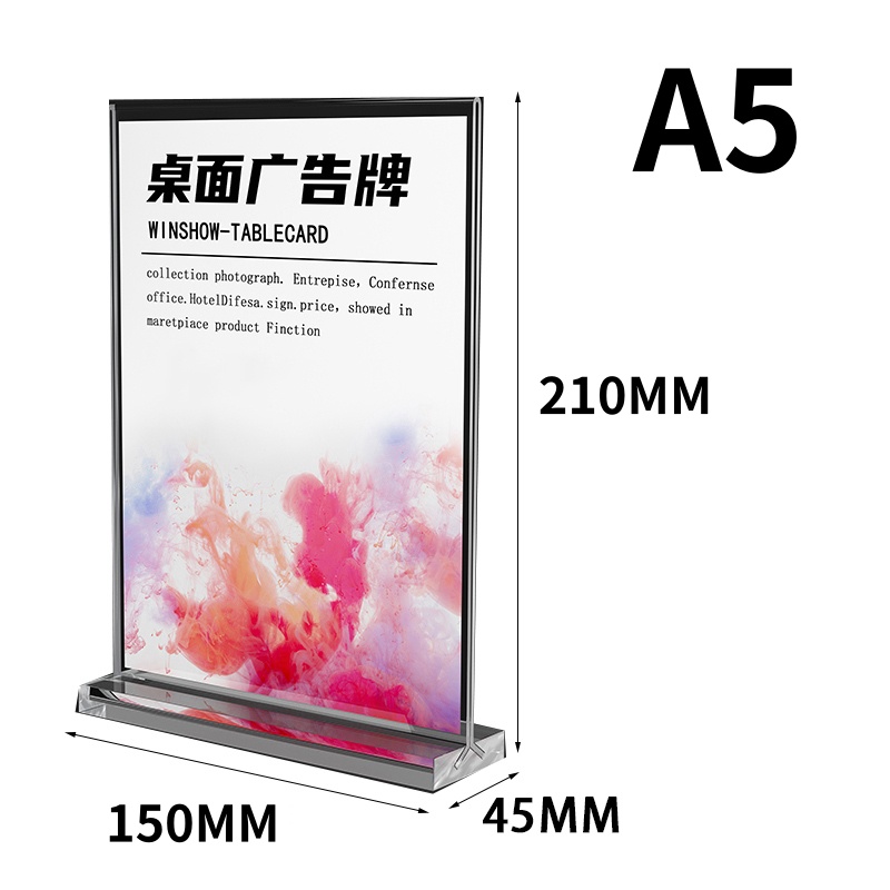 A4/A5/A6 Acrylic Double Sided Menu Holder Display Stand T-type Menu Ad ...