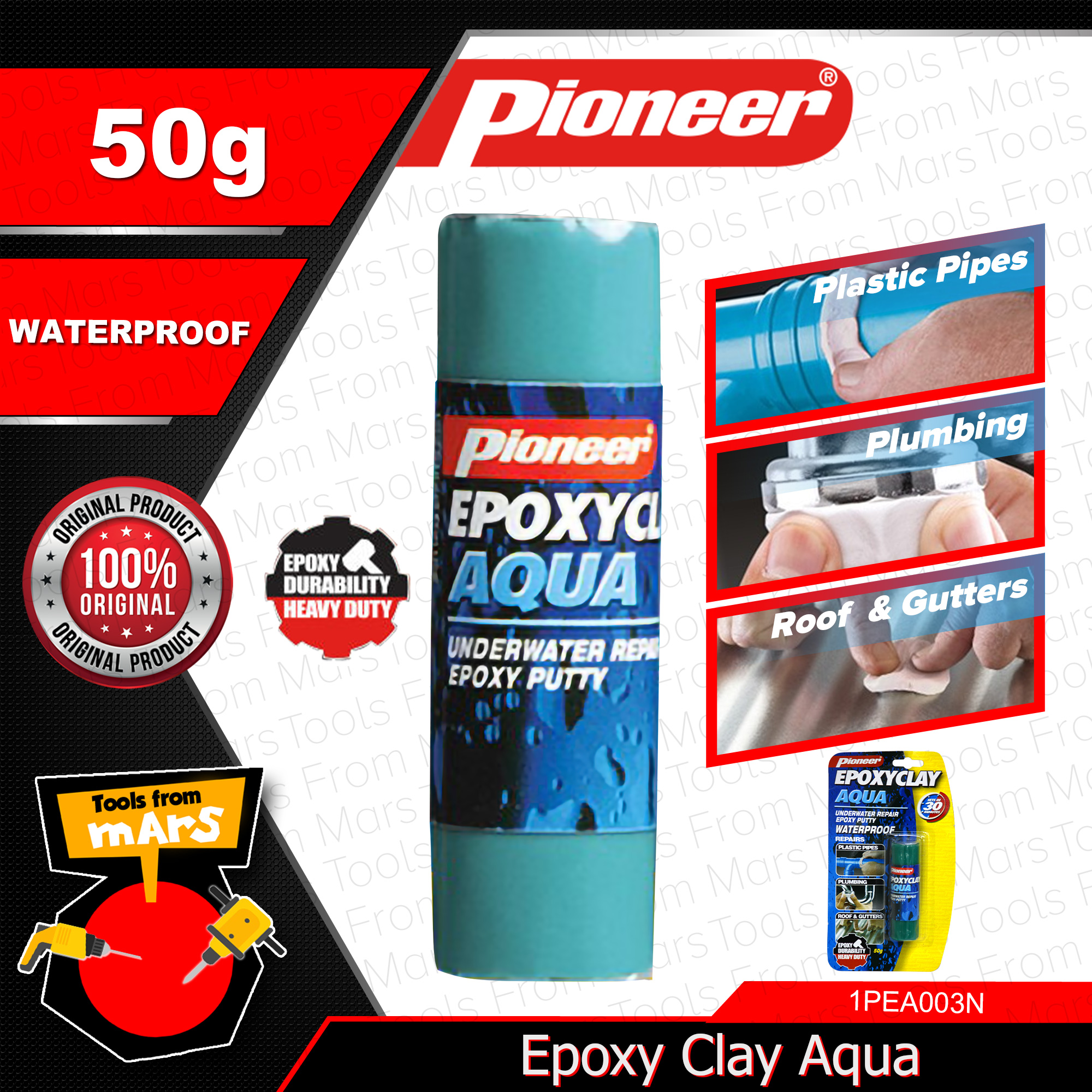 PIONEER Epoxy Clay AQUA 28.5g | 50g Underwater Repairs Epoxy Putty ...