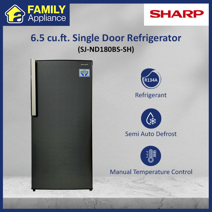 SHARP 6.5 cu.ft. Single Door Refrigerator SJ-ND180BS-SH | Lazada PH