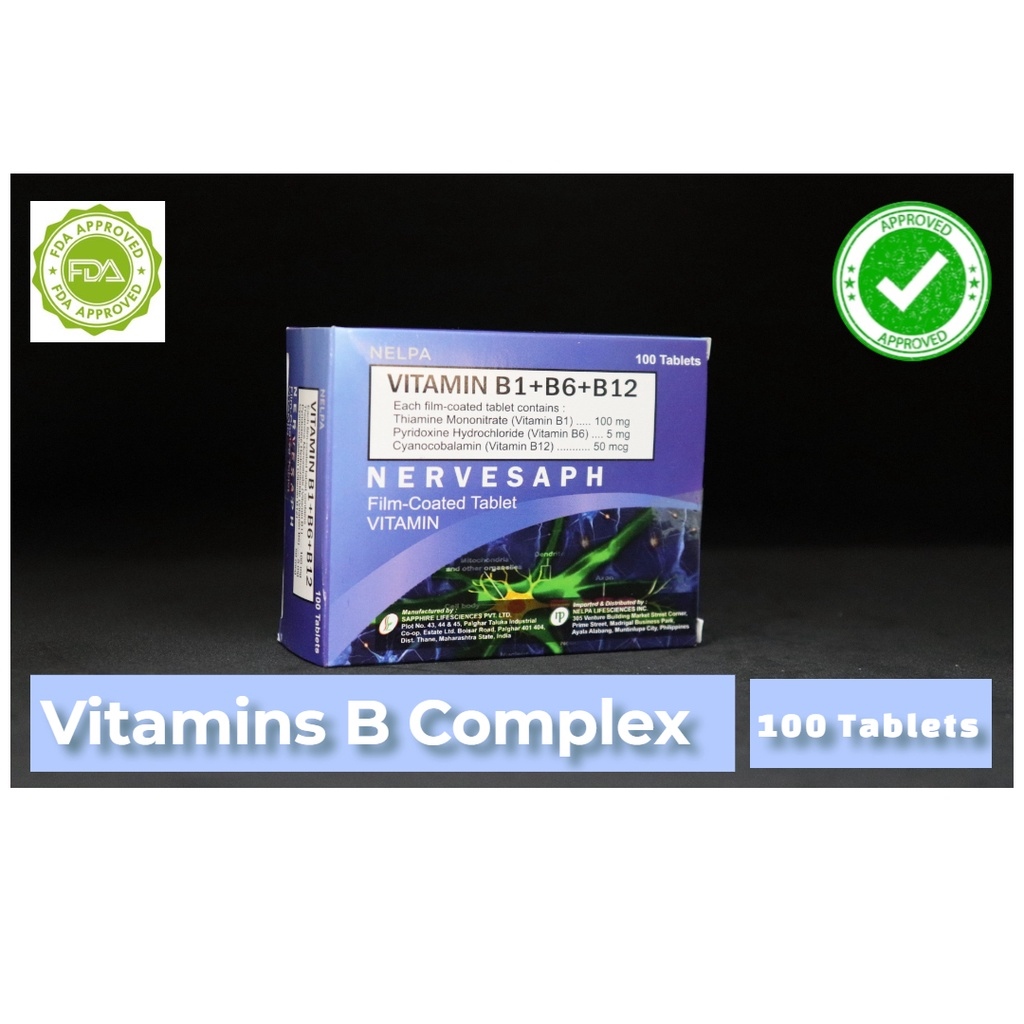 Nervesaph Vitamin B Complex Vitamin B1 B6 B12 100 Tablets Pharex ...
