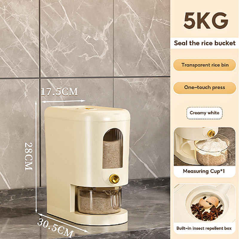 Automatic Rice Dispenser Storage Kitchen Rice Storage Container Push ...