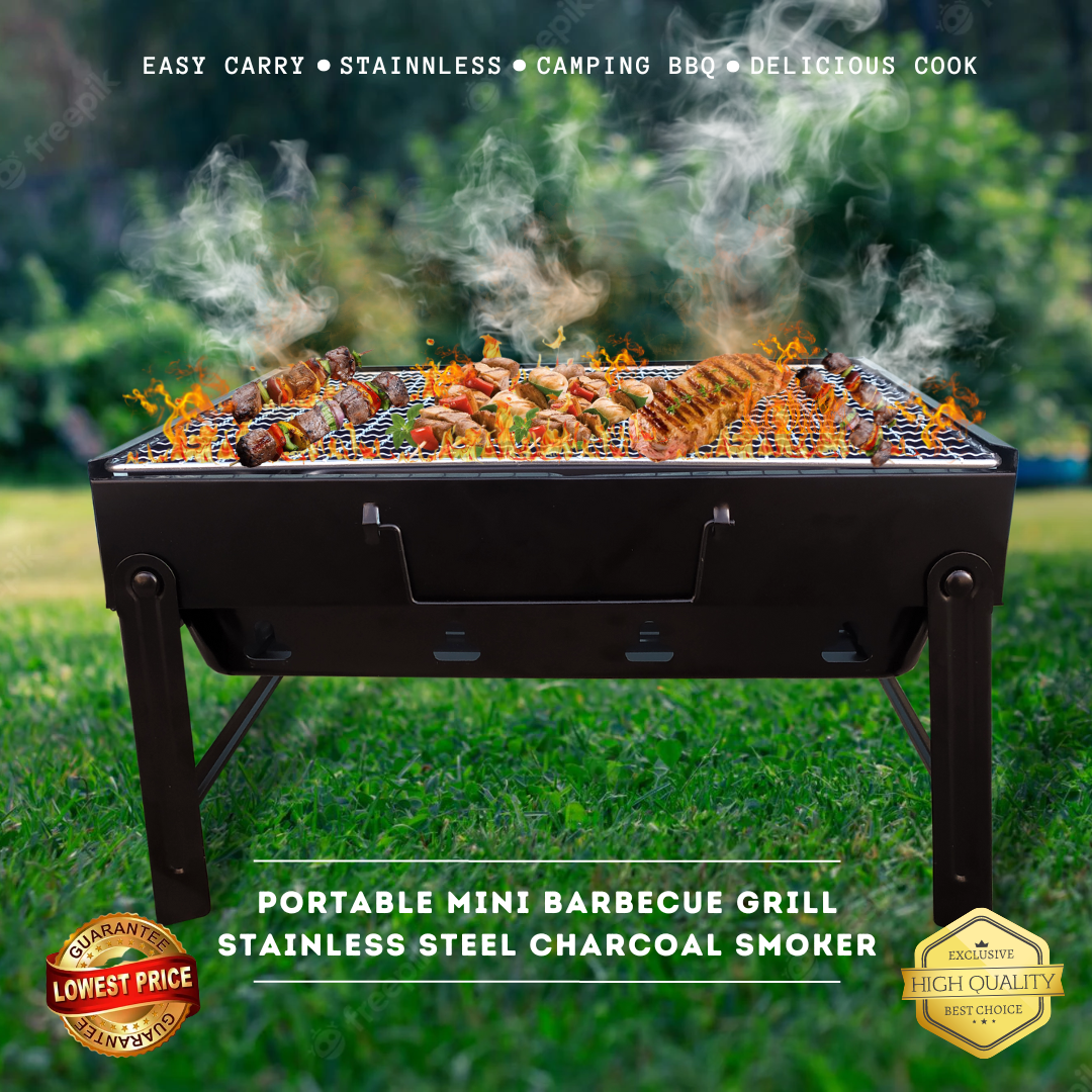 Portable Mini Barbecue Grill Stainless Steel Charcoal Smoke For Camping ...
