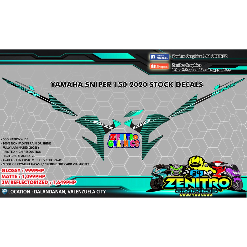 YAMAHA SNIPER 150 (V1/V2) STOCK DECALS CUSTOM COLORWAY | Lazada PH