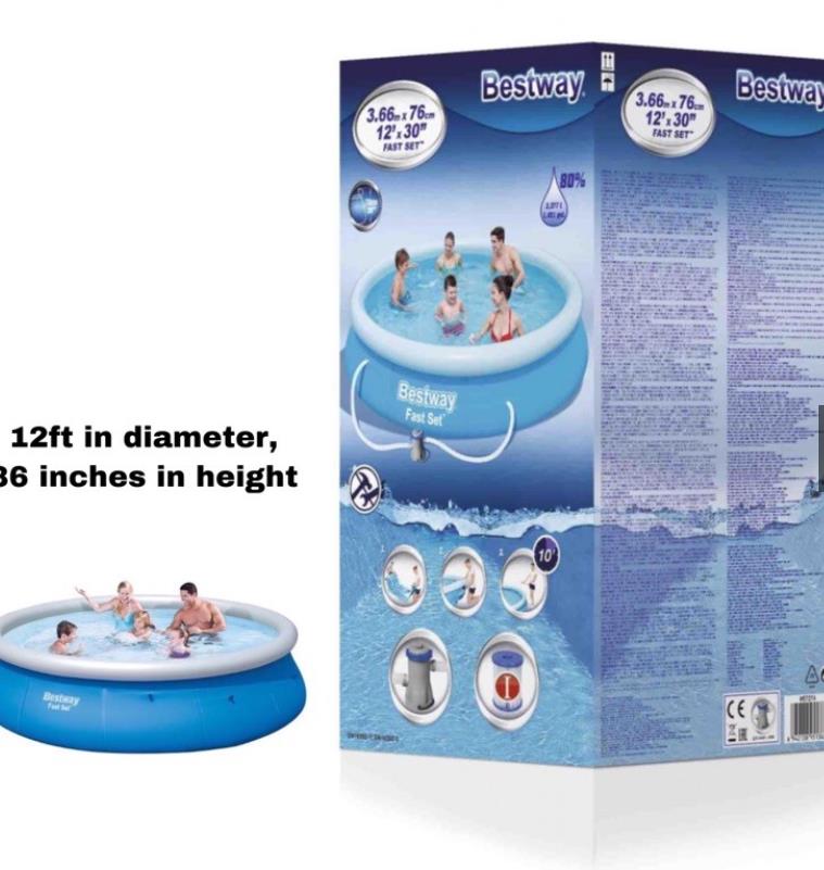 FREE AIR PUMP FAMILY SIZE 2.44mX0.76m bestway fast set round pool ...
