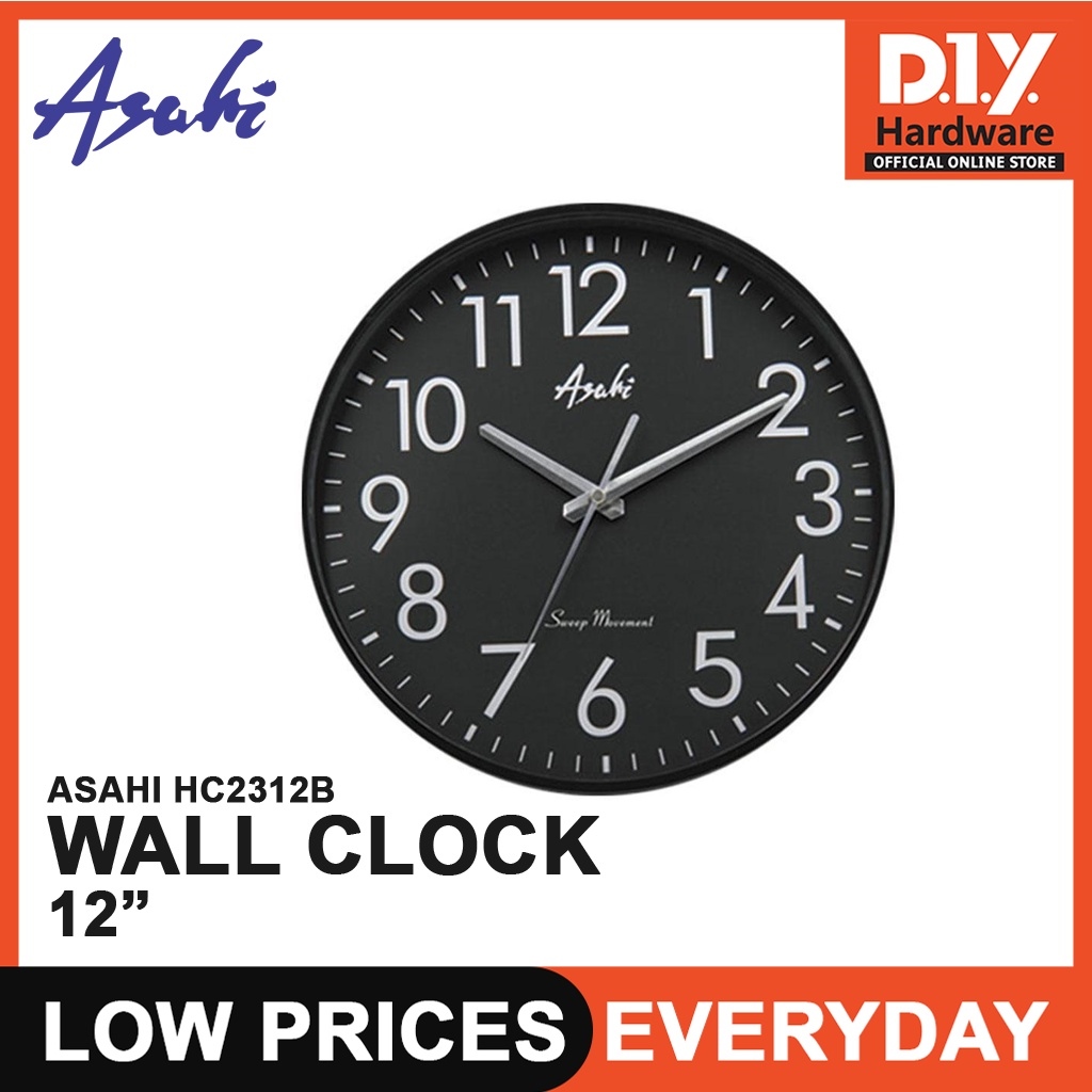 COD . hgdso01 Asahi Wall Clock 12 With Free Battery Inside HC2312B ...